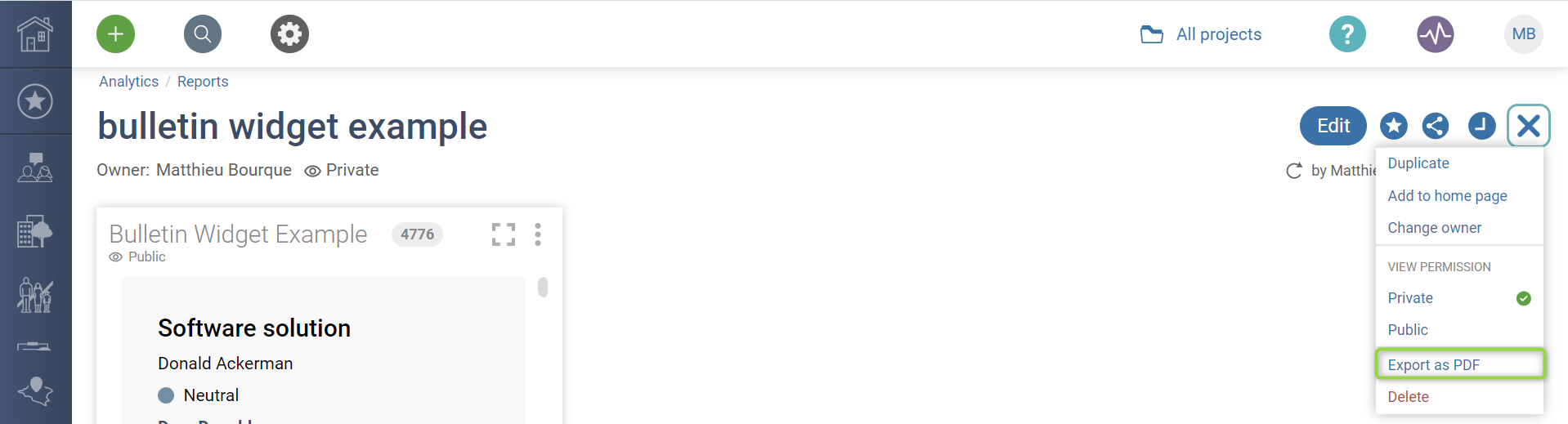 Export a Report – Boréalis Helpdesk