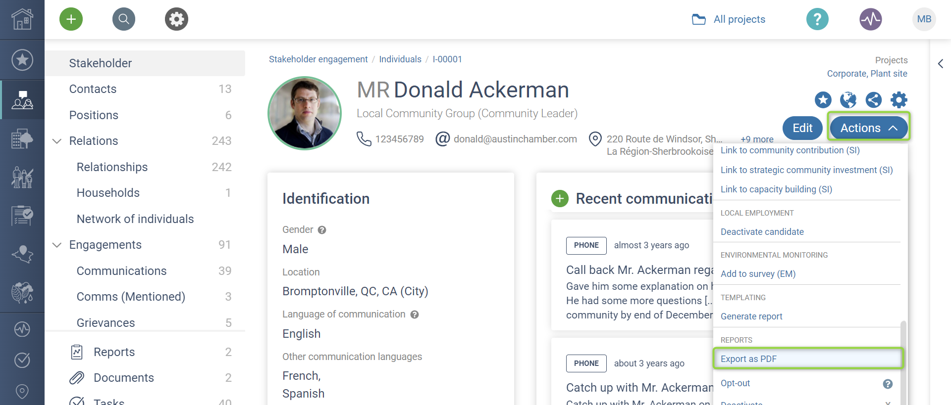 Export Data – Boréalis Helpdesk