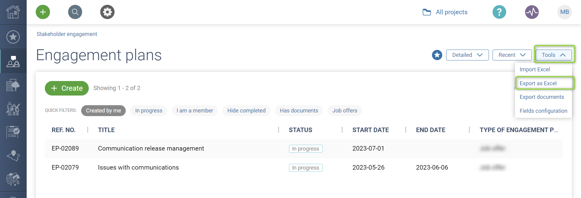 Export Data – Boréalis Helpdesk