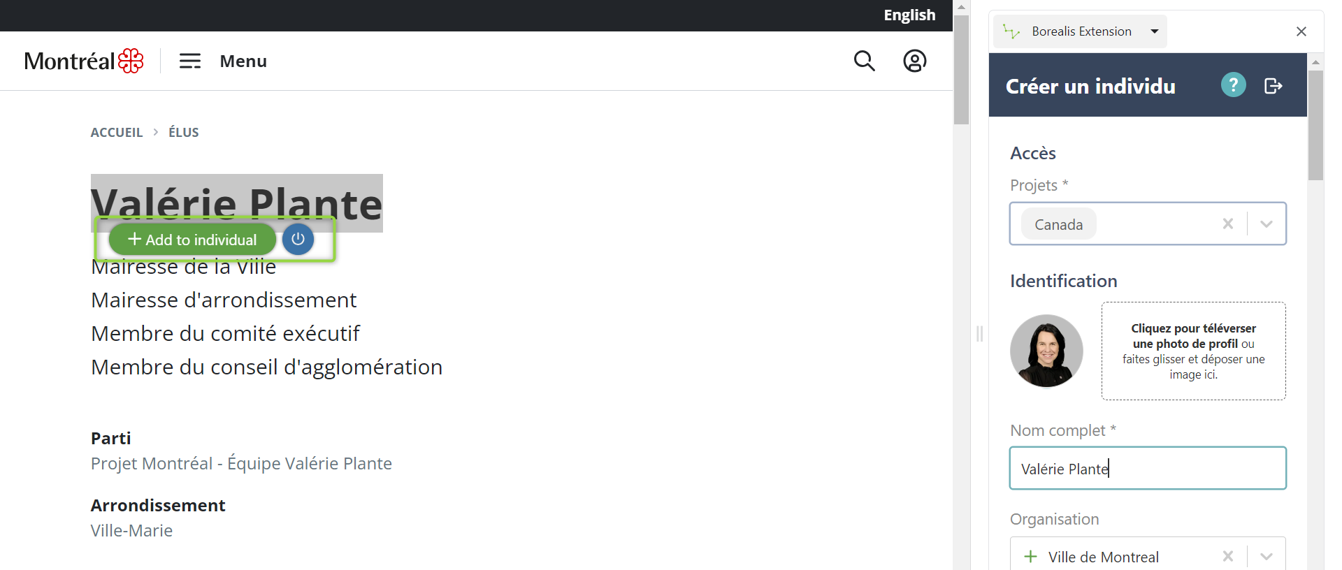 Create an Individual Through the Chrome Extension – Boréalis Helpdesk